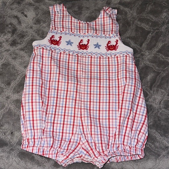 zuccini | One Pieces | Zuccini Smocked Crab And Starfish Plaid Bubble Sz 2m | Poshmark